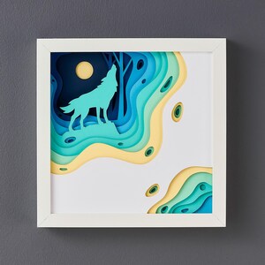 3D Wolf Shadow Box Templates, Wolves Svg Layered for Cardstock ...
