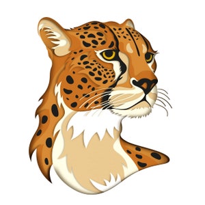 3D Cheetah Portrait Shadow Box, 3D Paper Cut Shadow Box Template, SVG ...