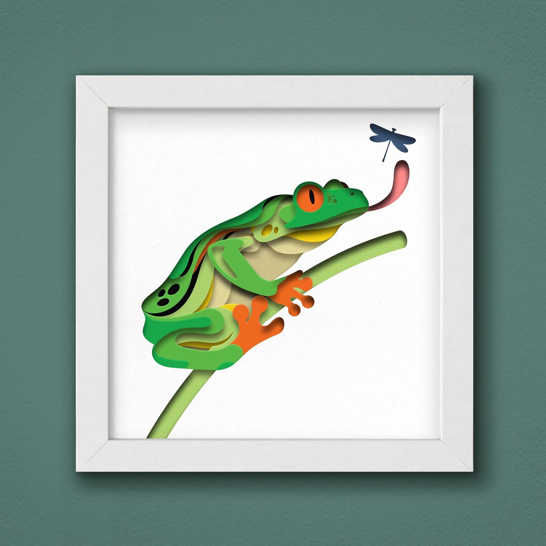 3D Frog, Shadow Box Template, SVG Digital Download Files, Shadow Box ...