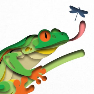 3D Frog, Shadow Box Template, SVG Digital Download Files, Shadow Box ...