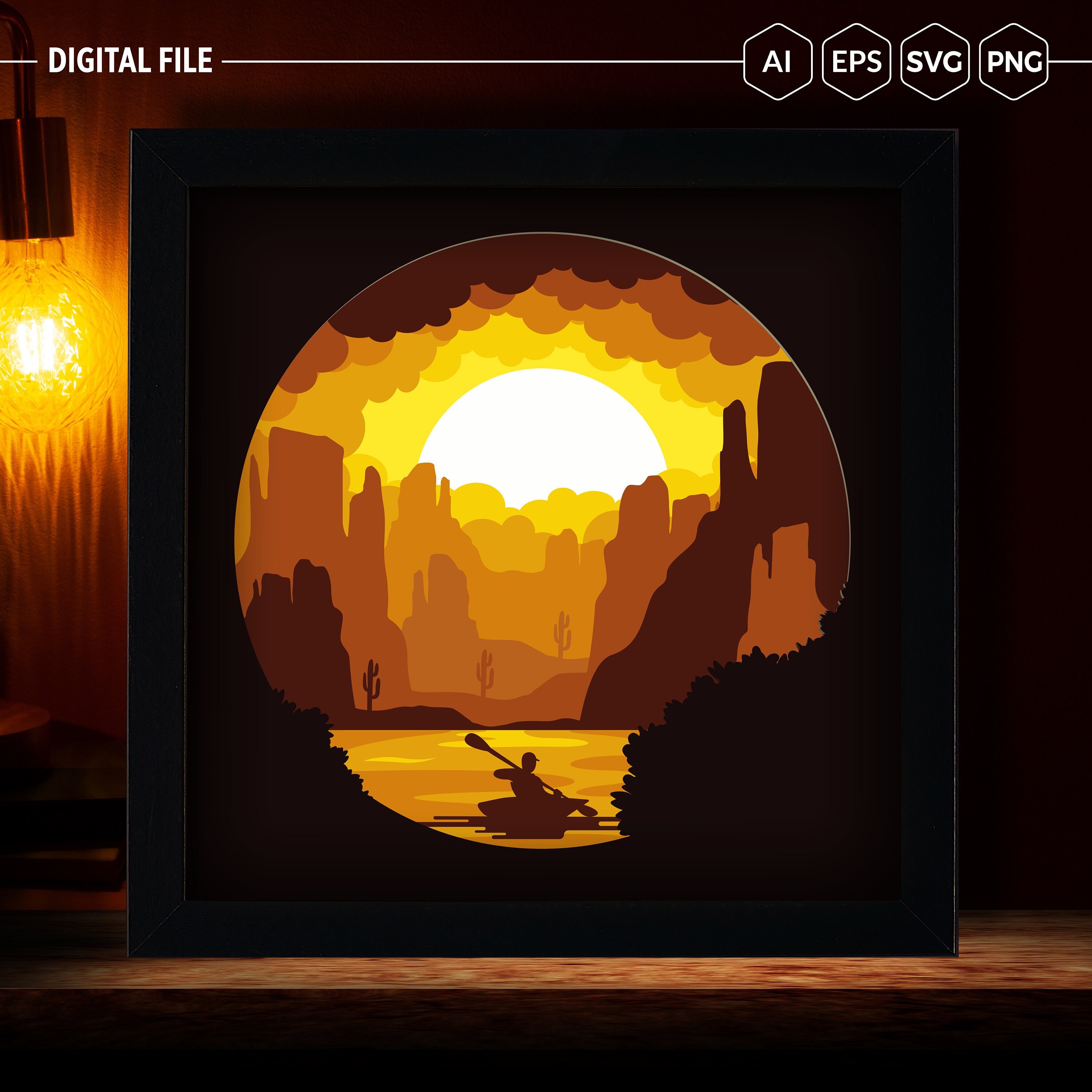 Grand Canyon Light Box Template Files SVG - Shadow Box SVG Cricut File ...