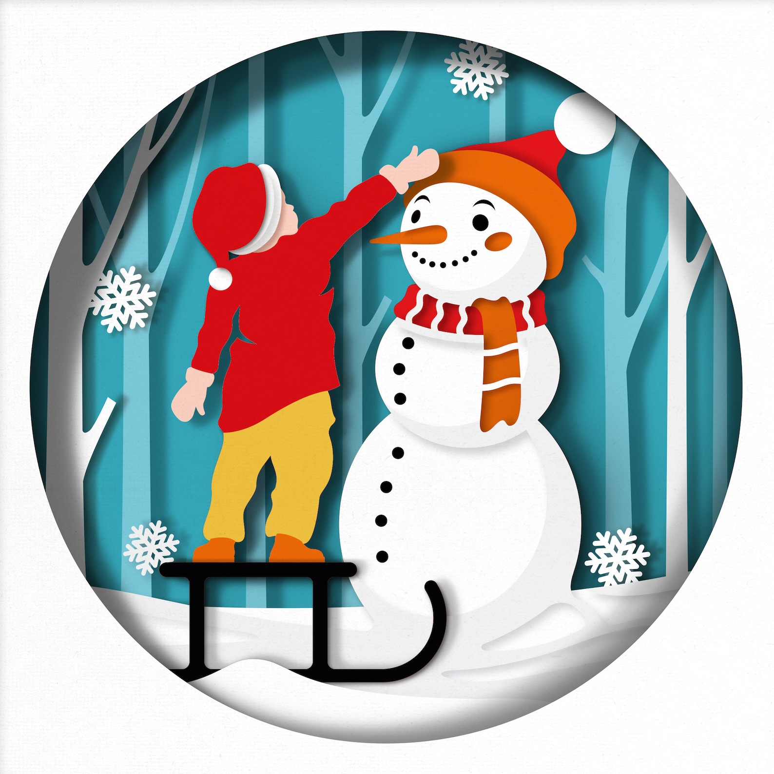 3D Christmas Shadow Box Svg, Snowman Shadow Box Svg, Winter Shadow Box ...
