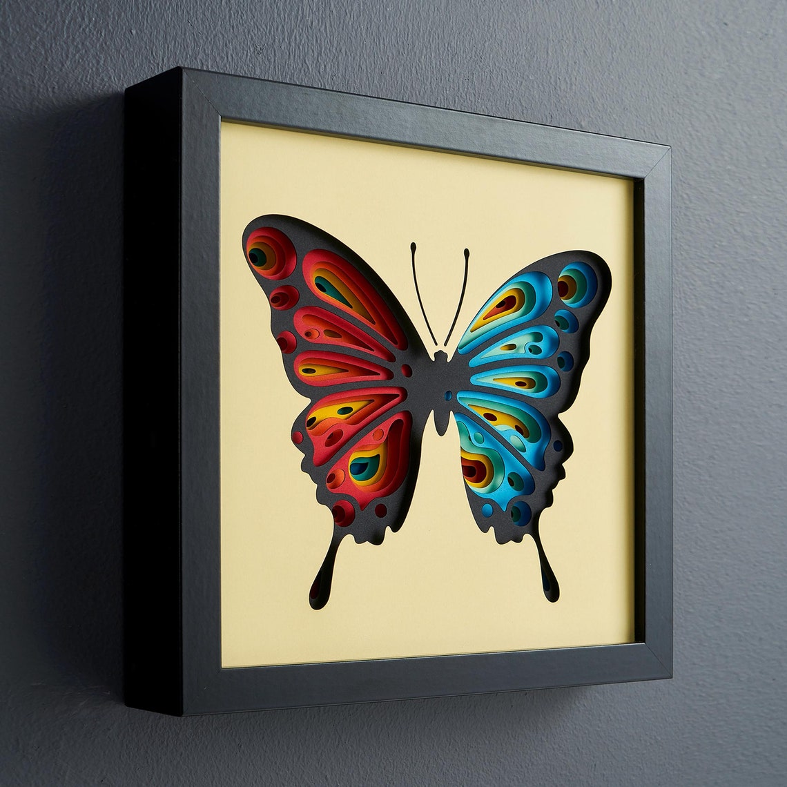 3D Butterfly Svg, Shadow Box, 3D Paper Cut Light Box Template, SVG ...