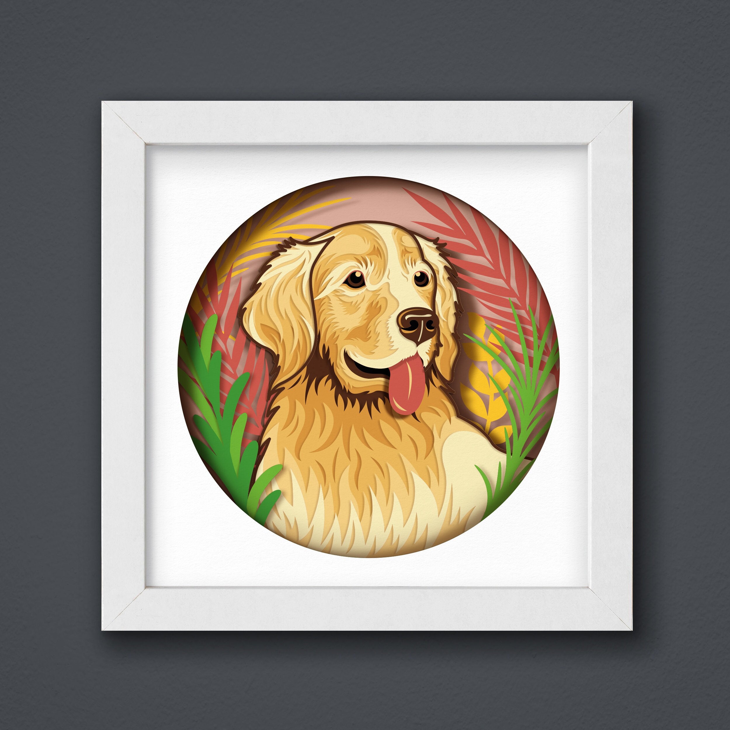 3D Dog Layered SVG for Cardstock/ Golden Retriever Mandala Pop Art ...