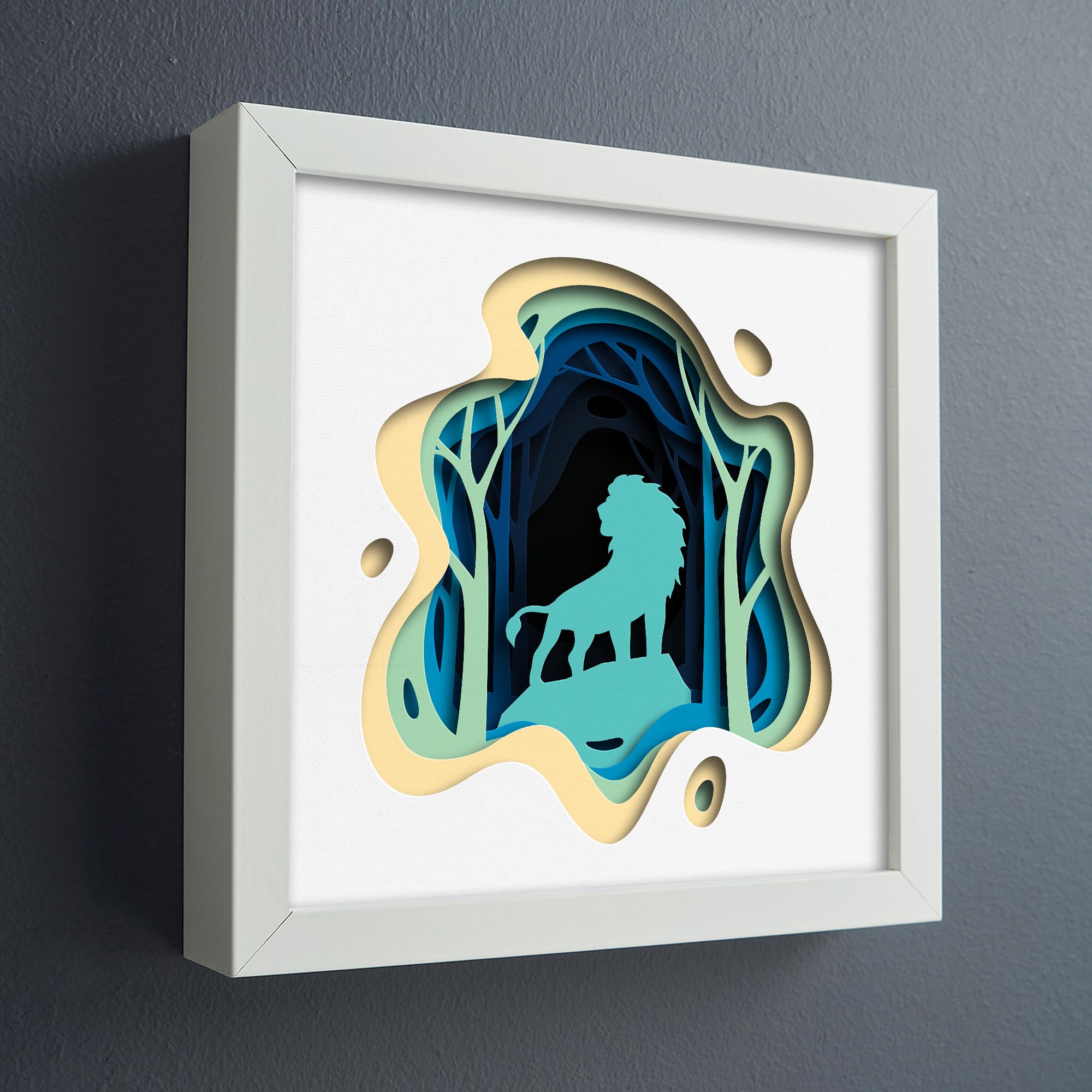 3D Lion Shadow Box Template, Layered Papercut Design (digital Download ...