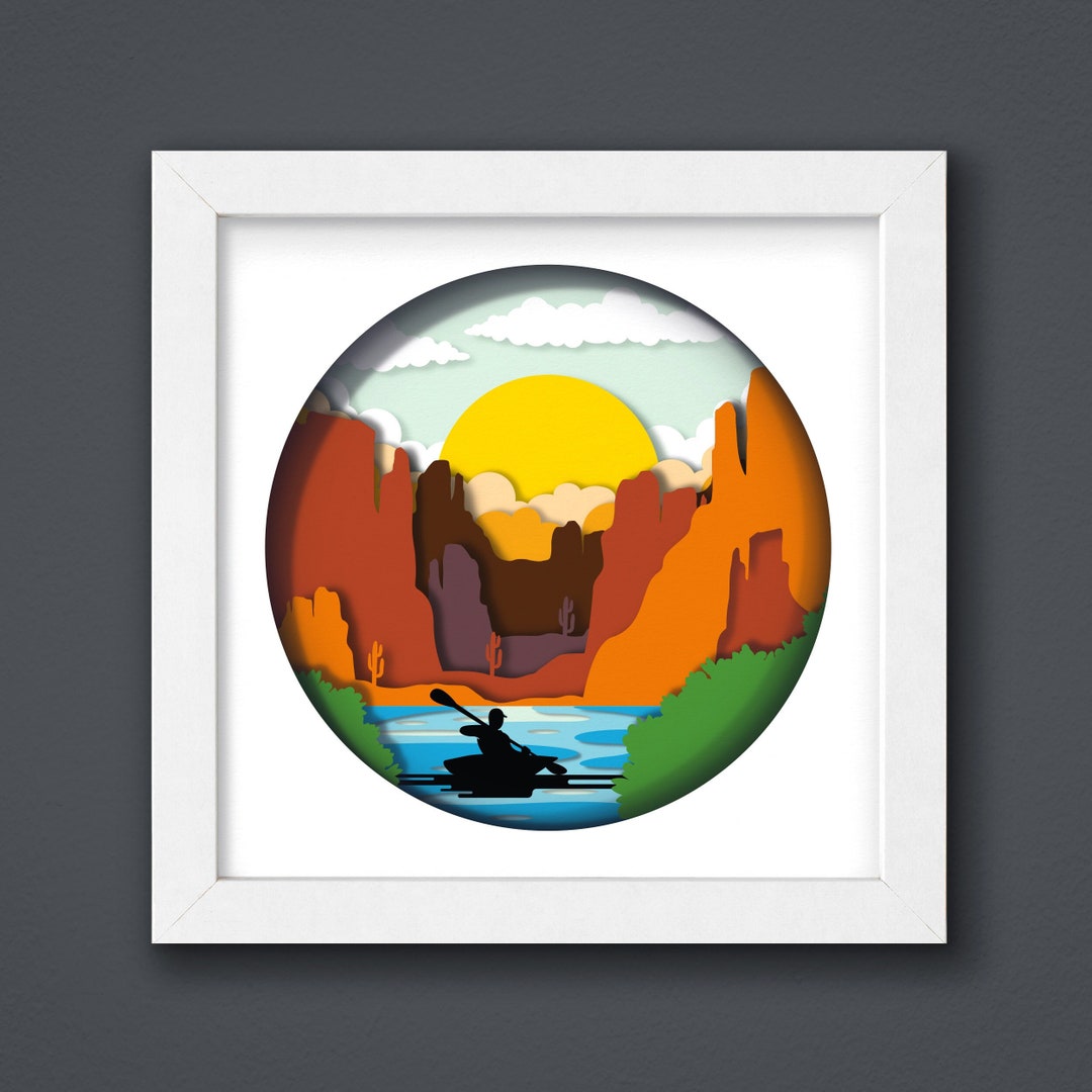 Grand Canyon Shadow Box Template Files SVG - Shadow Box SVG Cricut File ...