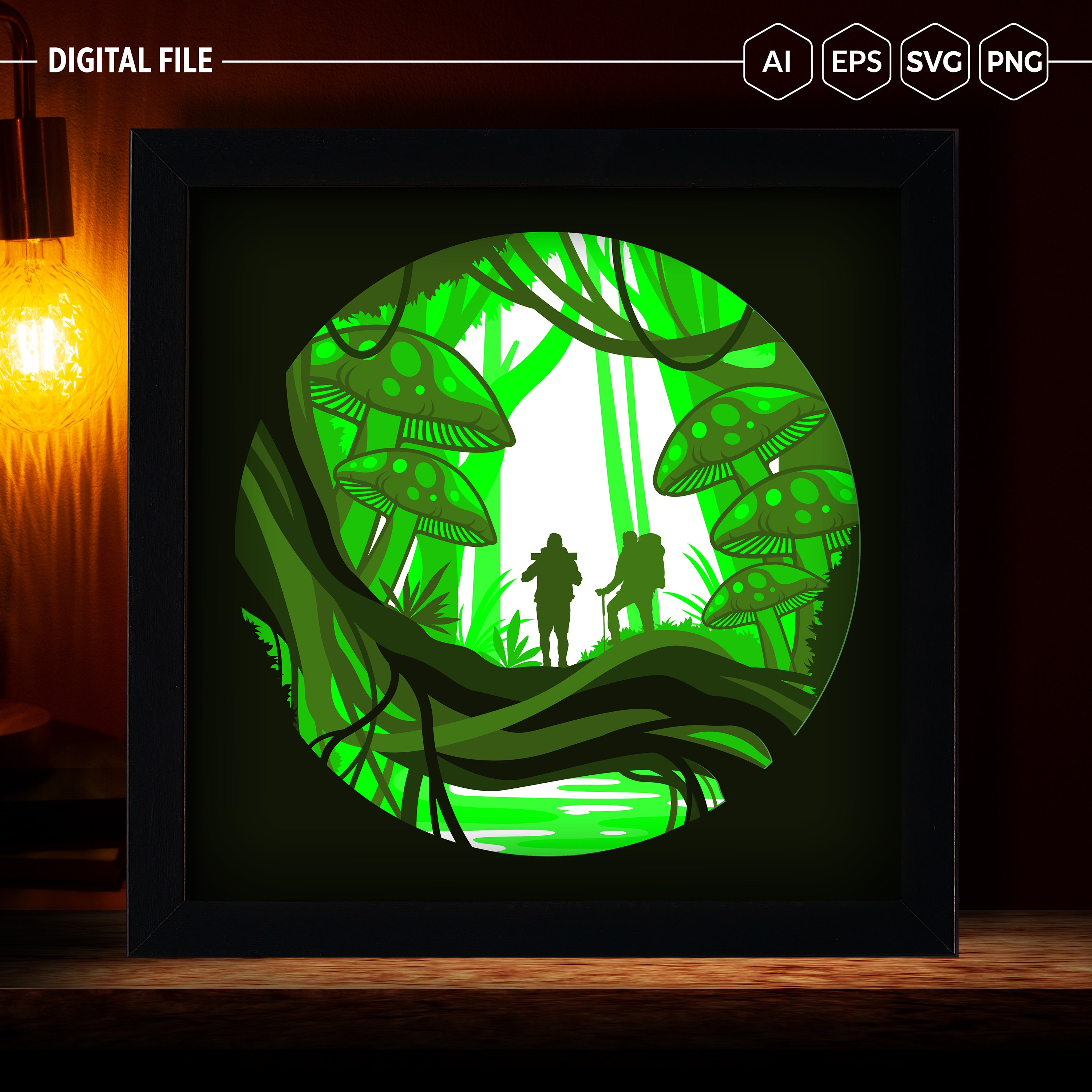 Forest Light Box Template Files SVG Shadow Box SVG Cricut File Cutting ...