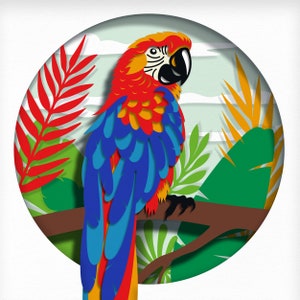 3D Parrot Shadow Box, 3D Paper Cut Light Box Template, SVG Digital ...