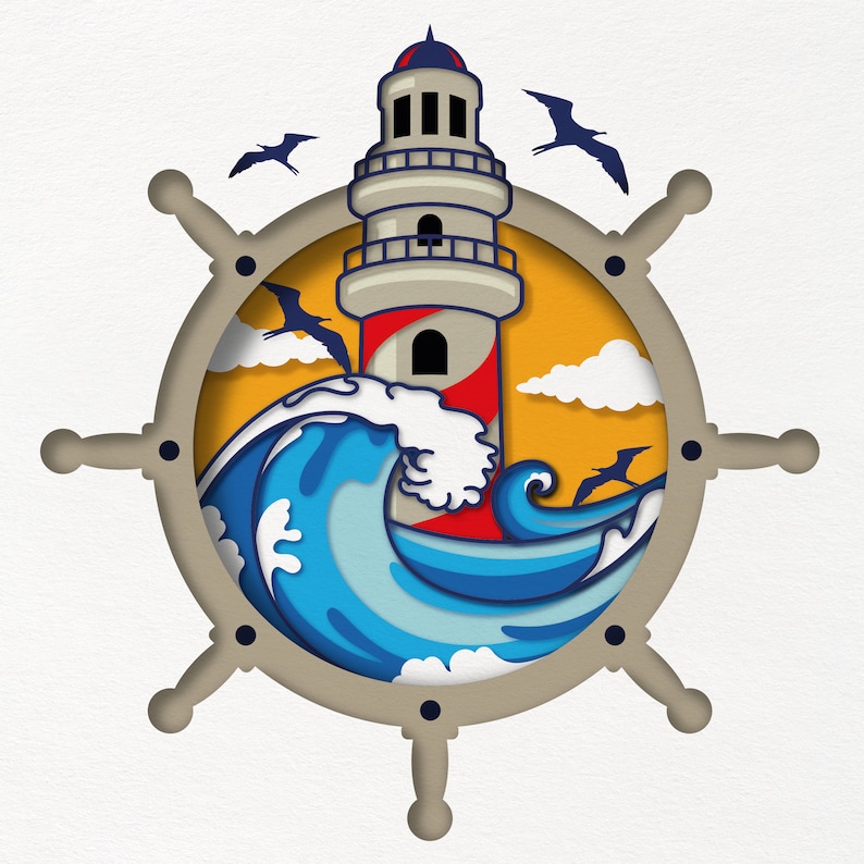 3D Lighthouse SVG Shadow Box Template 3D SVG Shadowbox - Etsy