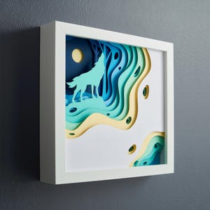 3D Wolf Shadow Box Templates, Wolves Svg Layered for Cardstock ...