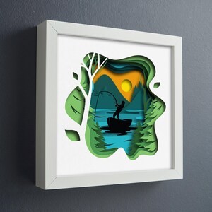 3D Fisherman Shadow Box Template, SVG Digital Download Files, Shadow ...