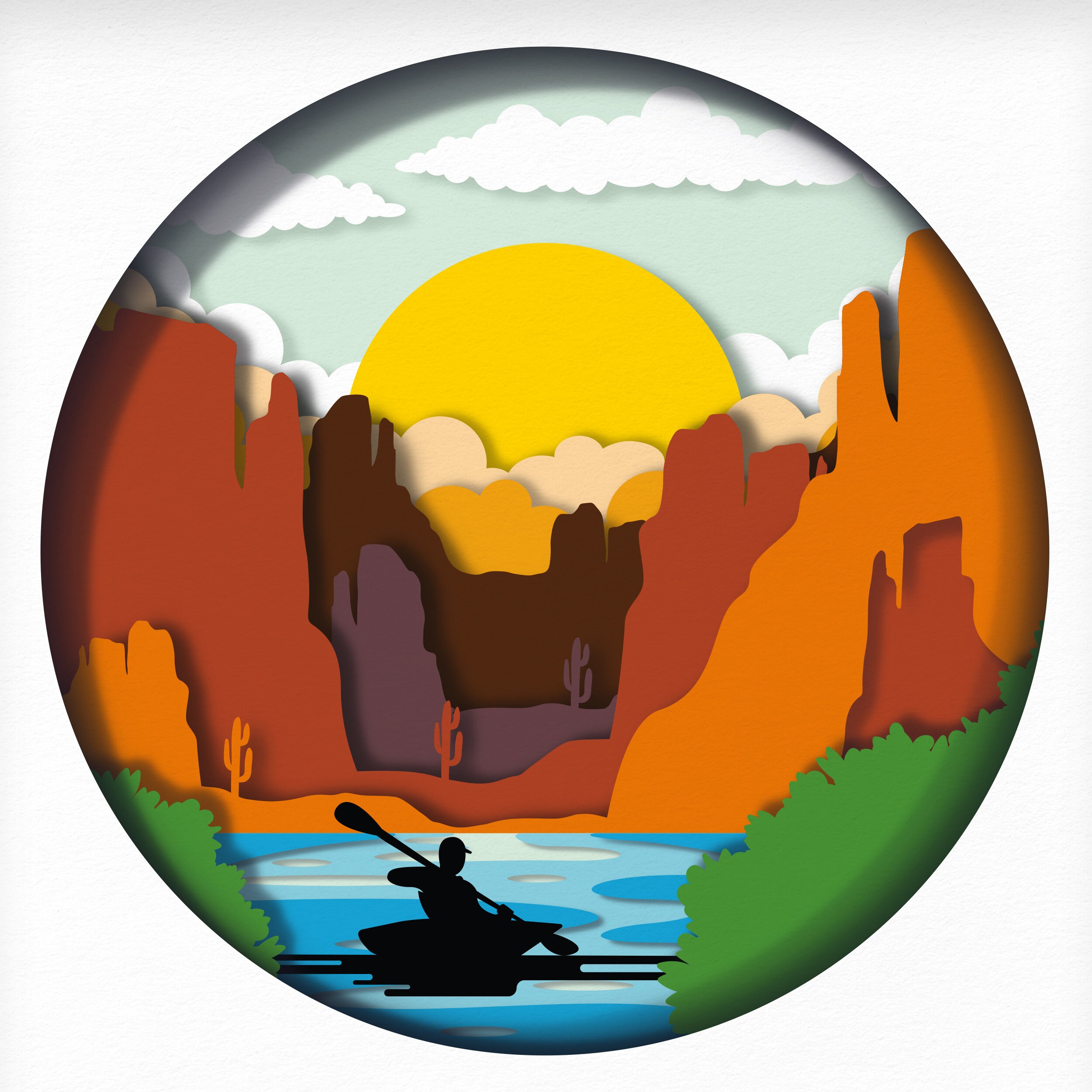 Grand Canyon Shadow Box Template Files SVG - Shadow Box SVG Cricut File ...