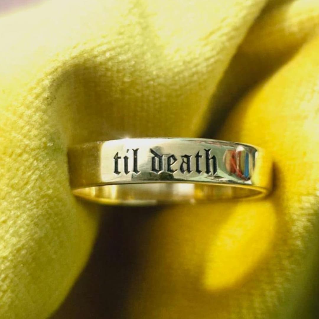 Til Death Weeding Band Rings, Personalized 4mm Plain Band Ring for Men ...