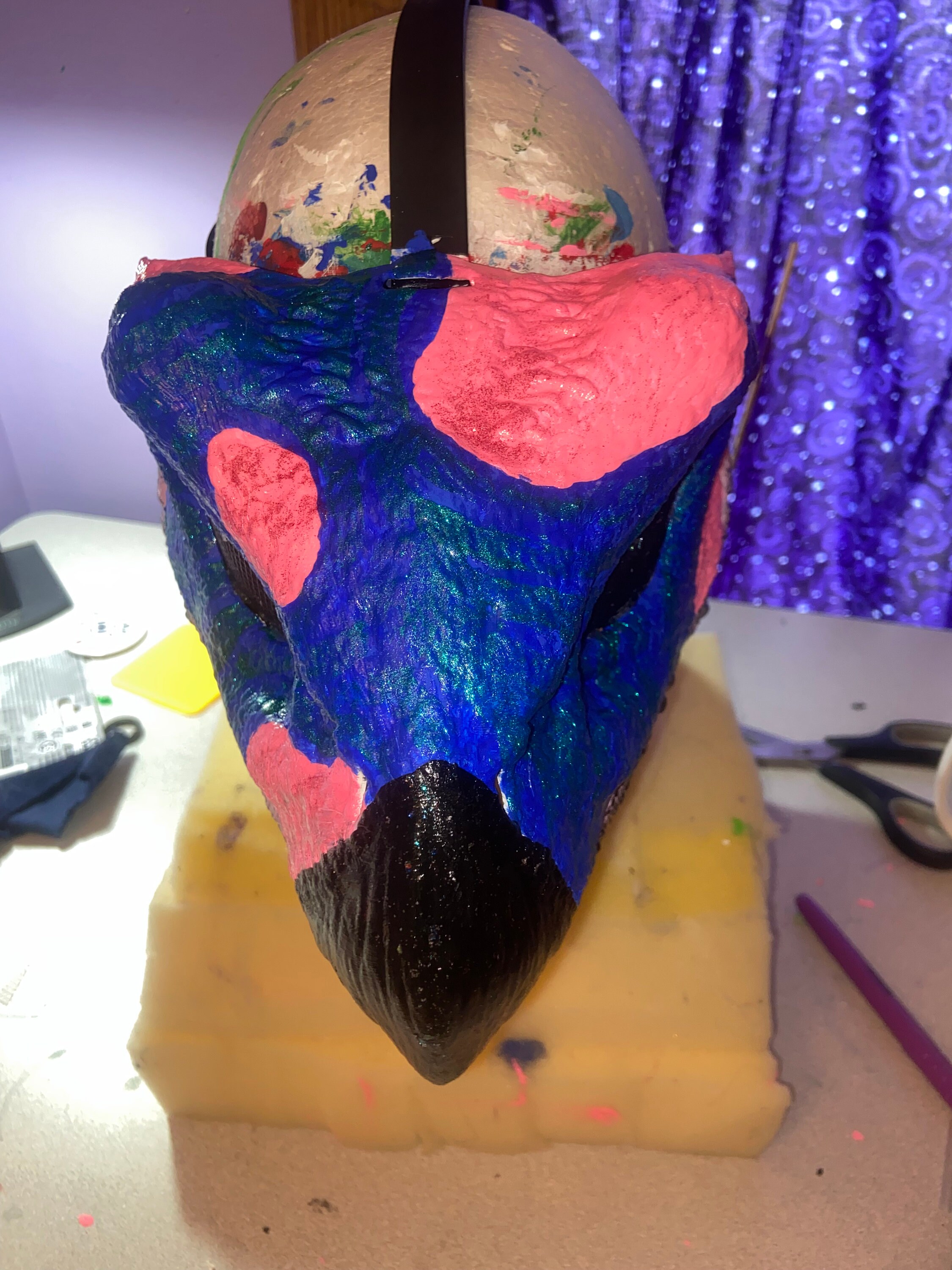 Blue and Pink Glitter Dino Mask - Etsy