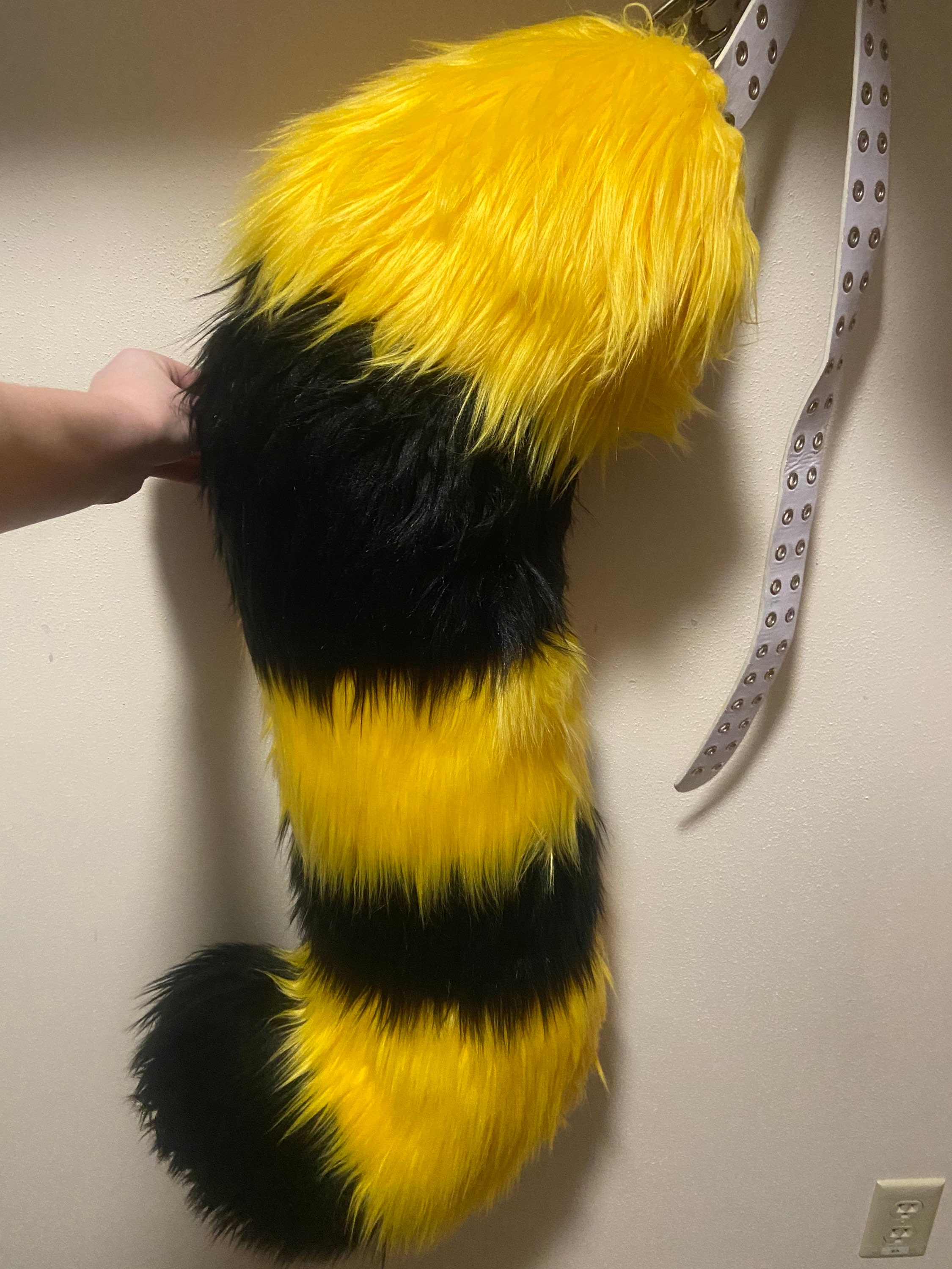 Large Black and Yellow Striped Feline Tail - Etsy