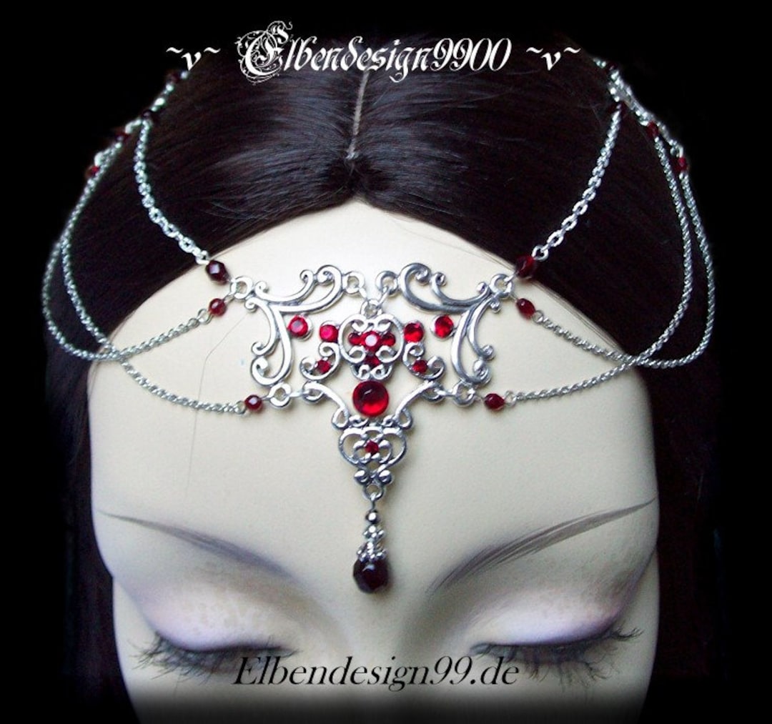 Forehead Jewelry Ruby Elbendesign99 Elven Tiara With Dark Red ...