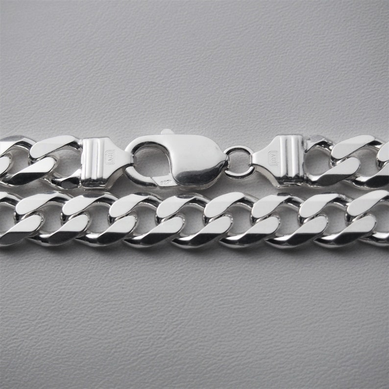 10mm Solid 925 Sterling Silver Cuban Curb Link Chain Necklace, Mens ...