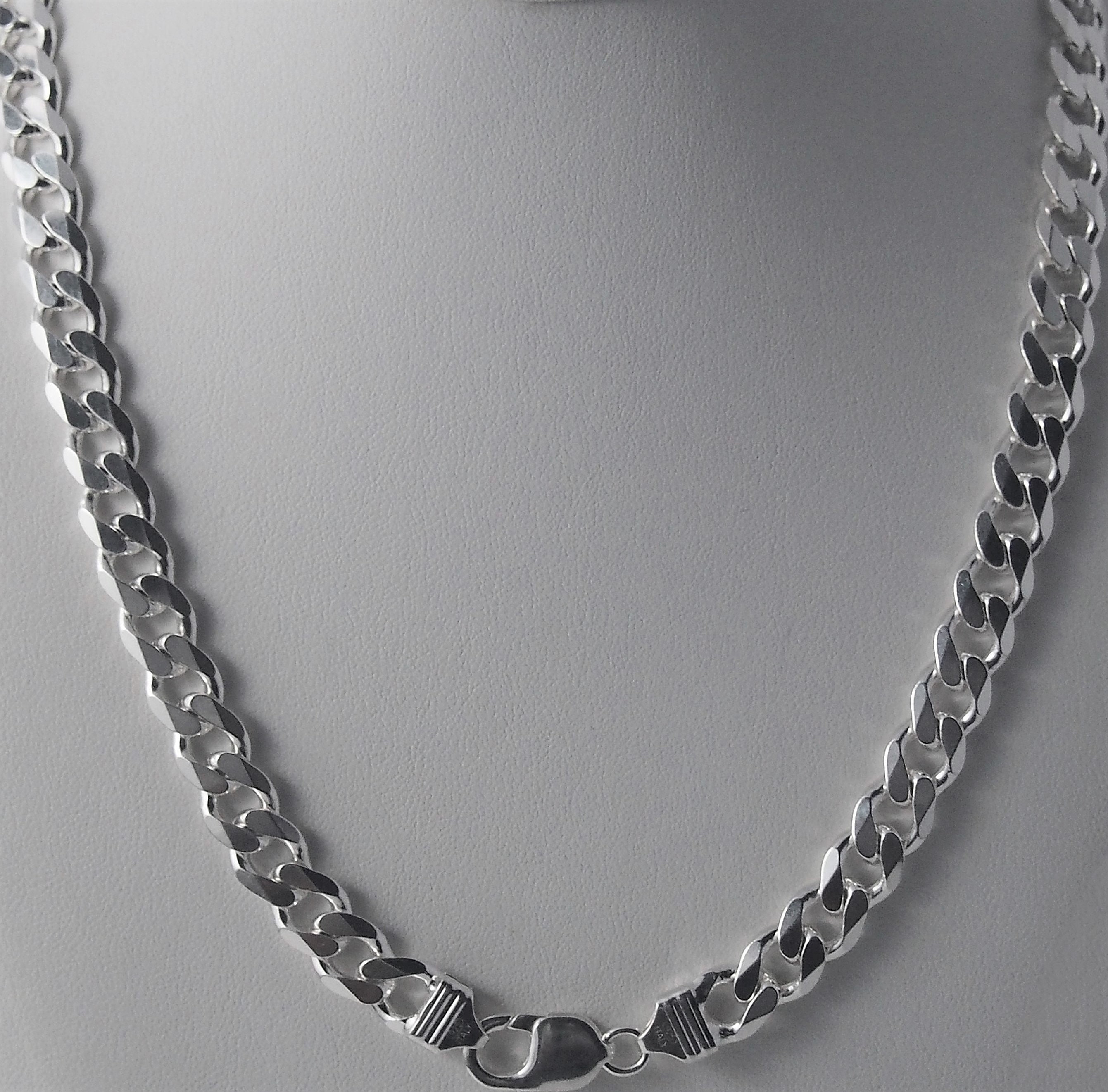 10mm Solid 925 Sterling Silver Cuban Curb Link Chain Necklace, Mens ...
