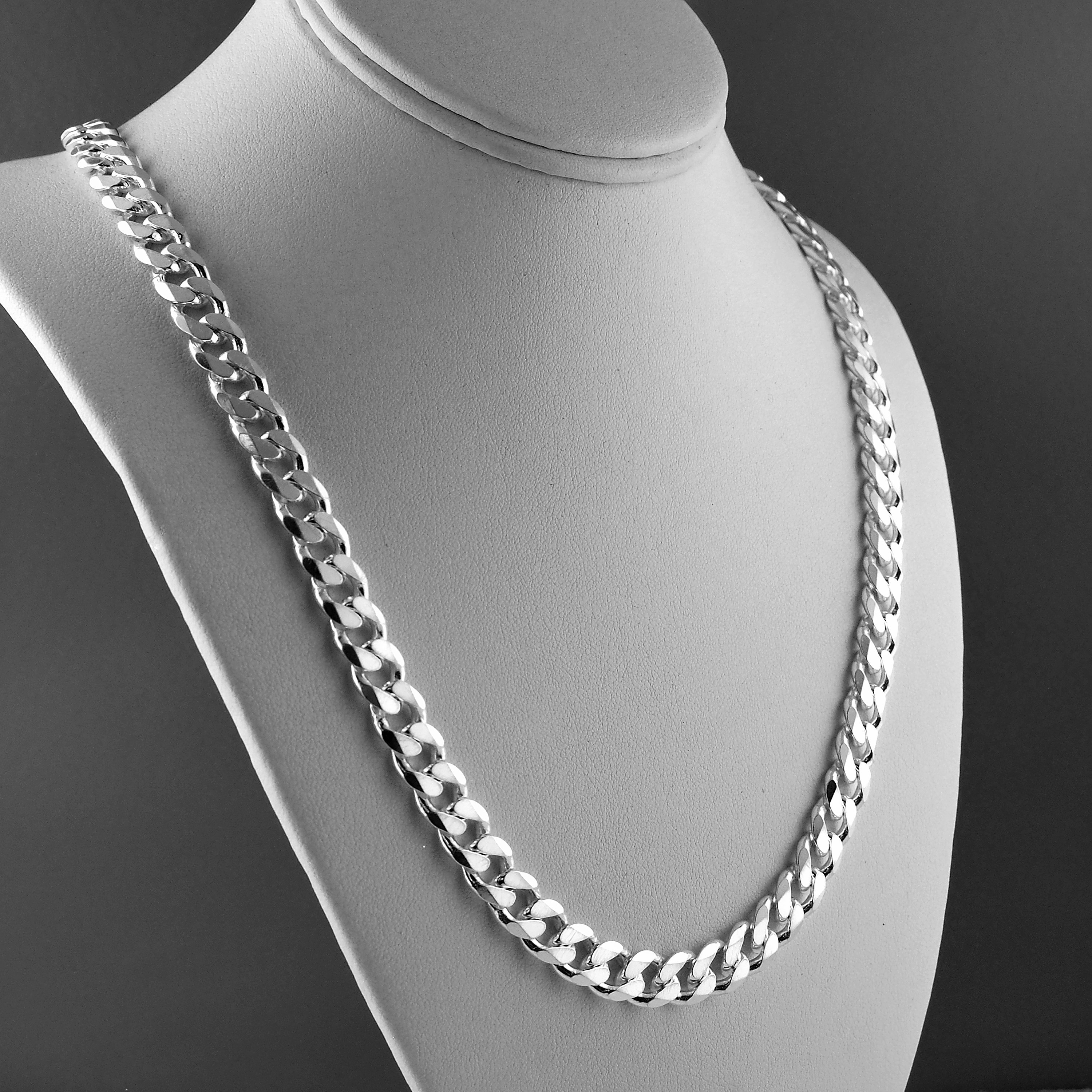 10mm Solid 925 Sterling Silver Cuban Curb Link Chain Necklace, Mens ...
