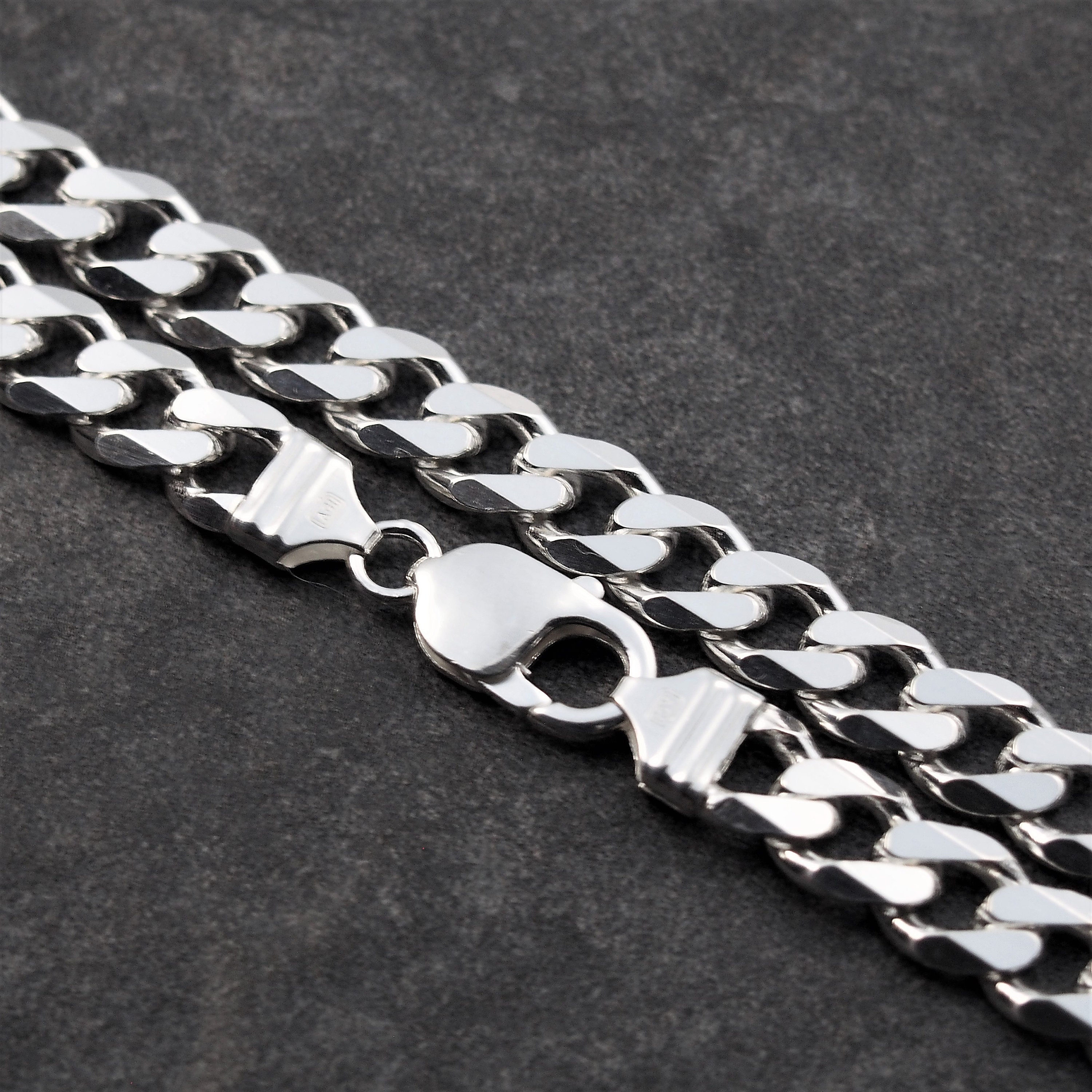 10mm Solid 925 Sterling Silver Cuban Curb Link Chain Necklace, Mens ...