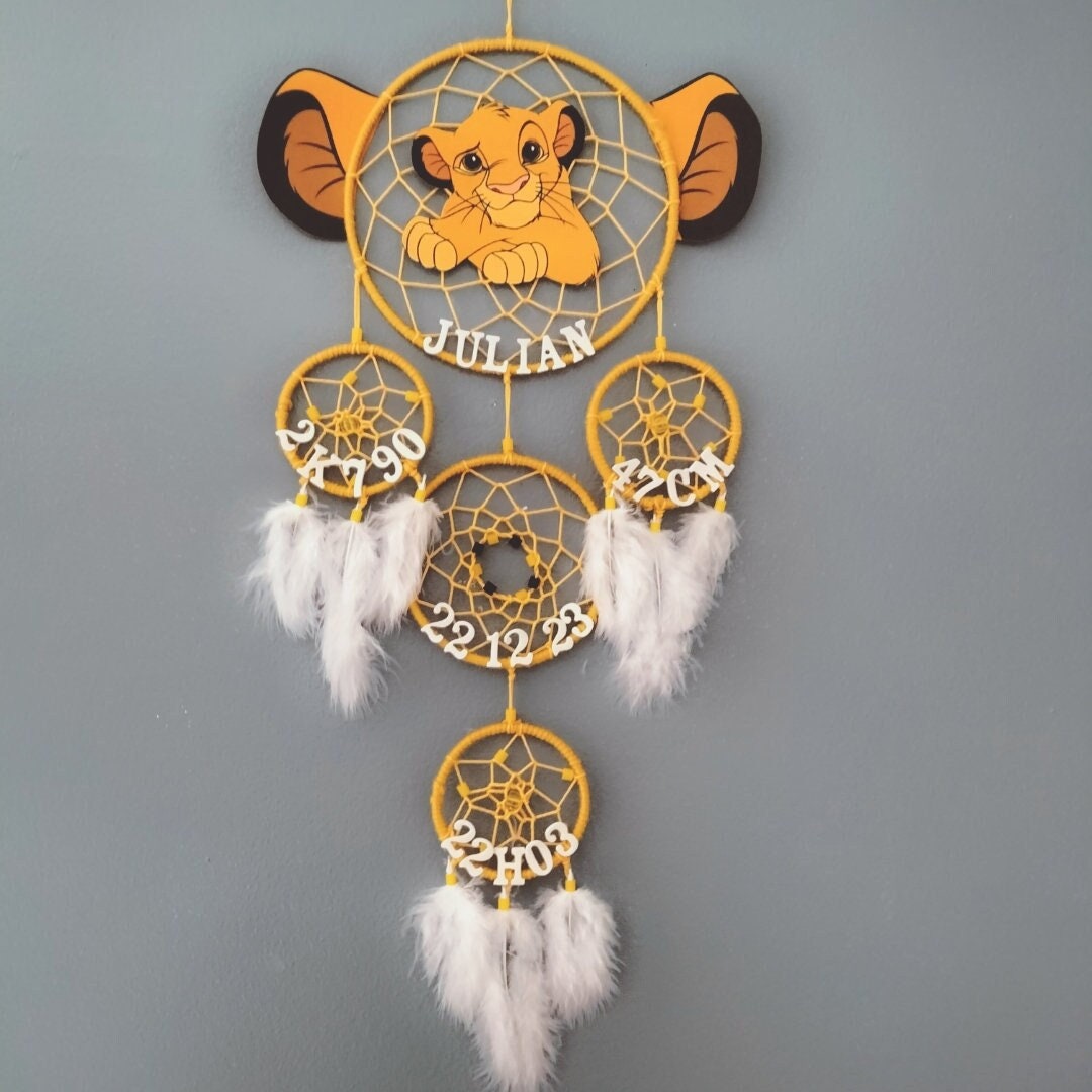 Personalized Simba Dreamcatcher - First Name & Date of Birth - Baby ...