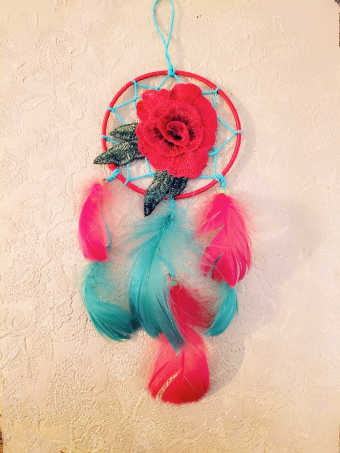 Red Rose Dream Catcher Decoration Bedroom Rearview Mirror Adult Bedroom ...