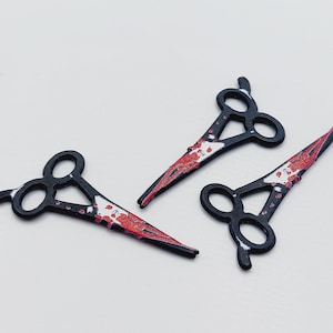 2 Bloody Scissors Charms - (horror Halloween Blood Gothic Stabbing ...
