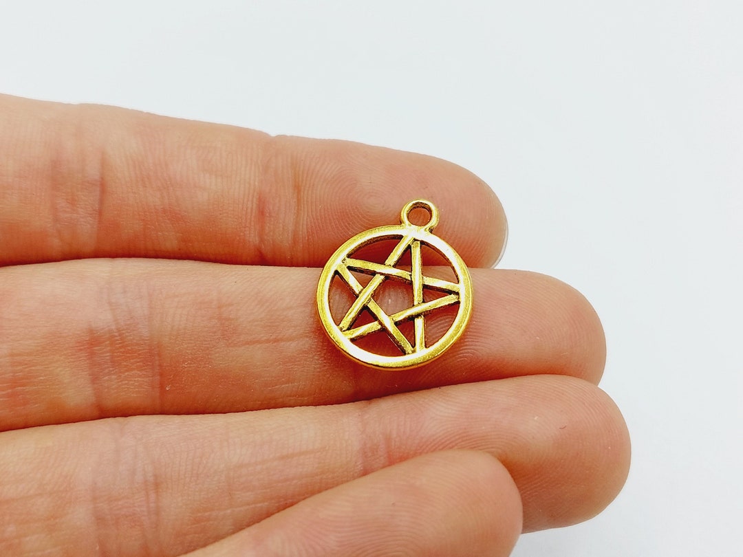 Pentagram Charms in Antique Gold Tone - 5 or 10 Pieces (pentacle Witch ...