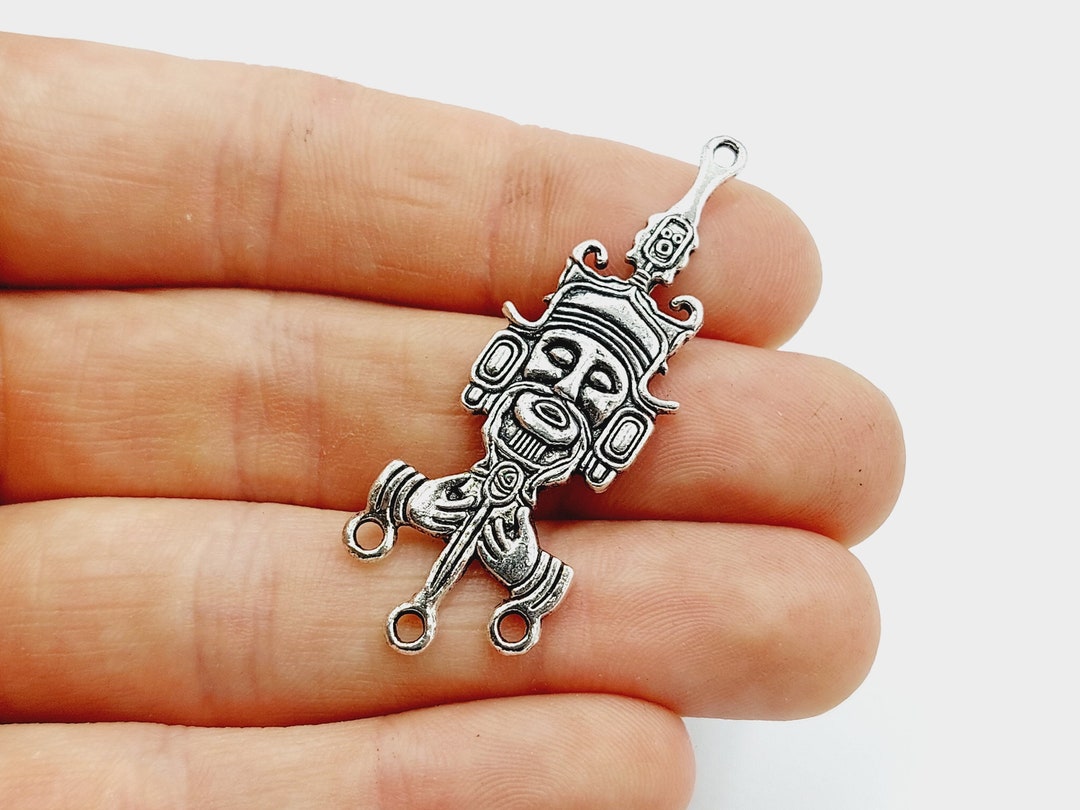 Mayan Priest Connector Charm in Silver Tone (ancient Civilisation South ...