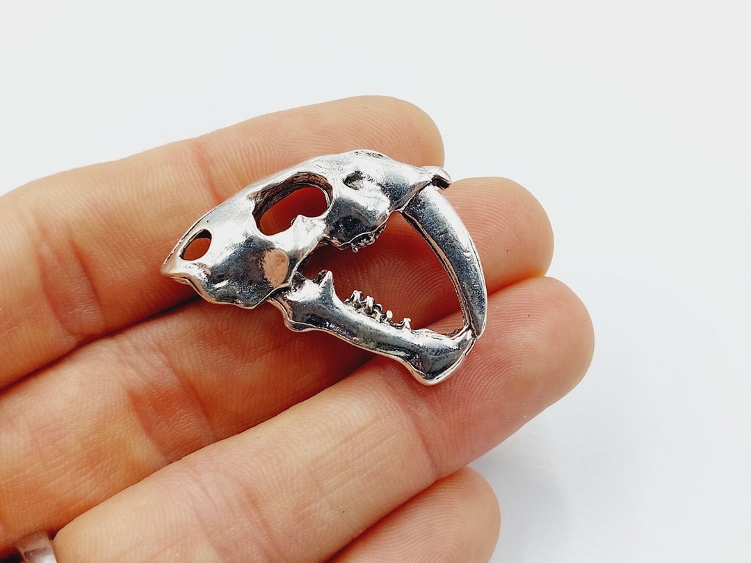1 Sabertooth Tiger Skull Charm - (smilodon Halloween Bones and Skulls ...