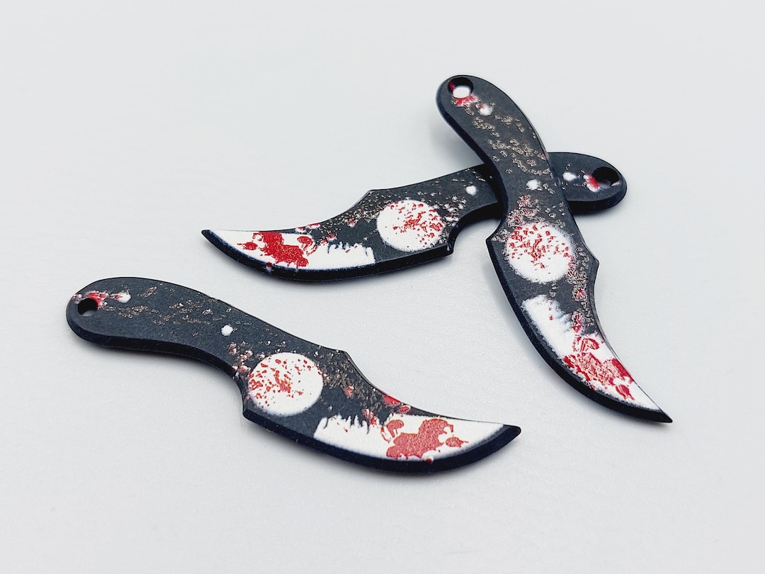 2 Bloody Knife Charms curved Blade Dagger Horror Halloween Blood Gothic ...
