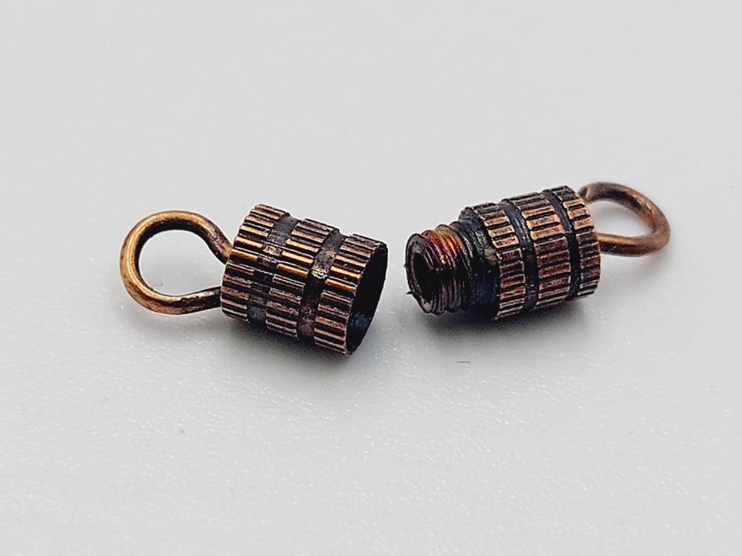 5 Cylinder Screw End Caps Charms in Antique Copper Tone (cord End Tips ...