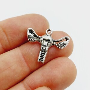 10 Anatomical Female Reproductive System Charms in Silver Tone uterus ...