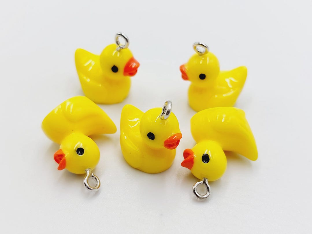 2 Duck Charms (3 Dimensional Yellow Rubber Bath Duck Duckling Charm ...