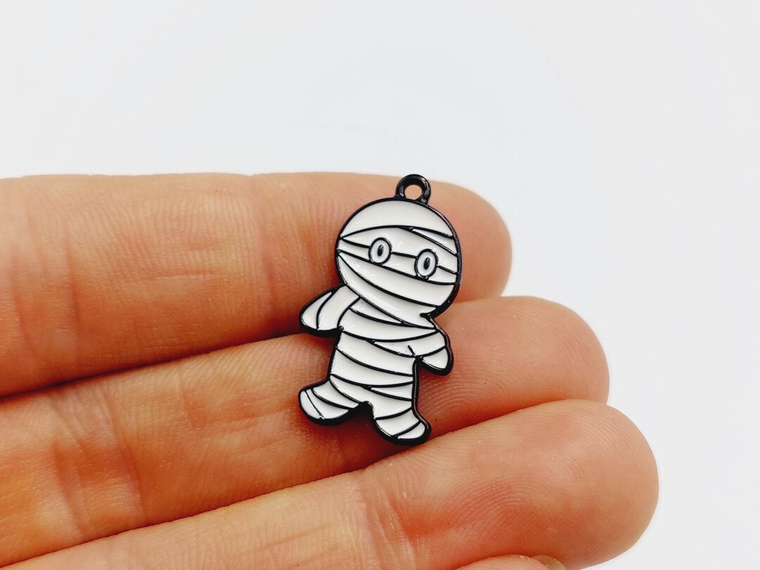 Mummy Charm in Black & White Enamel (ancient Egyptian Coffin Egypt ...