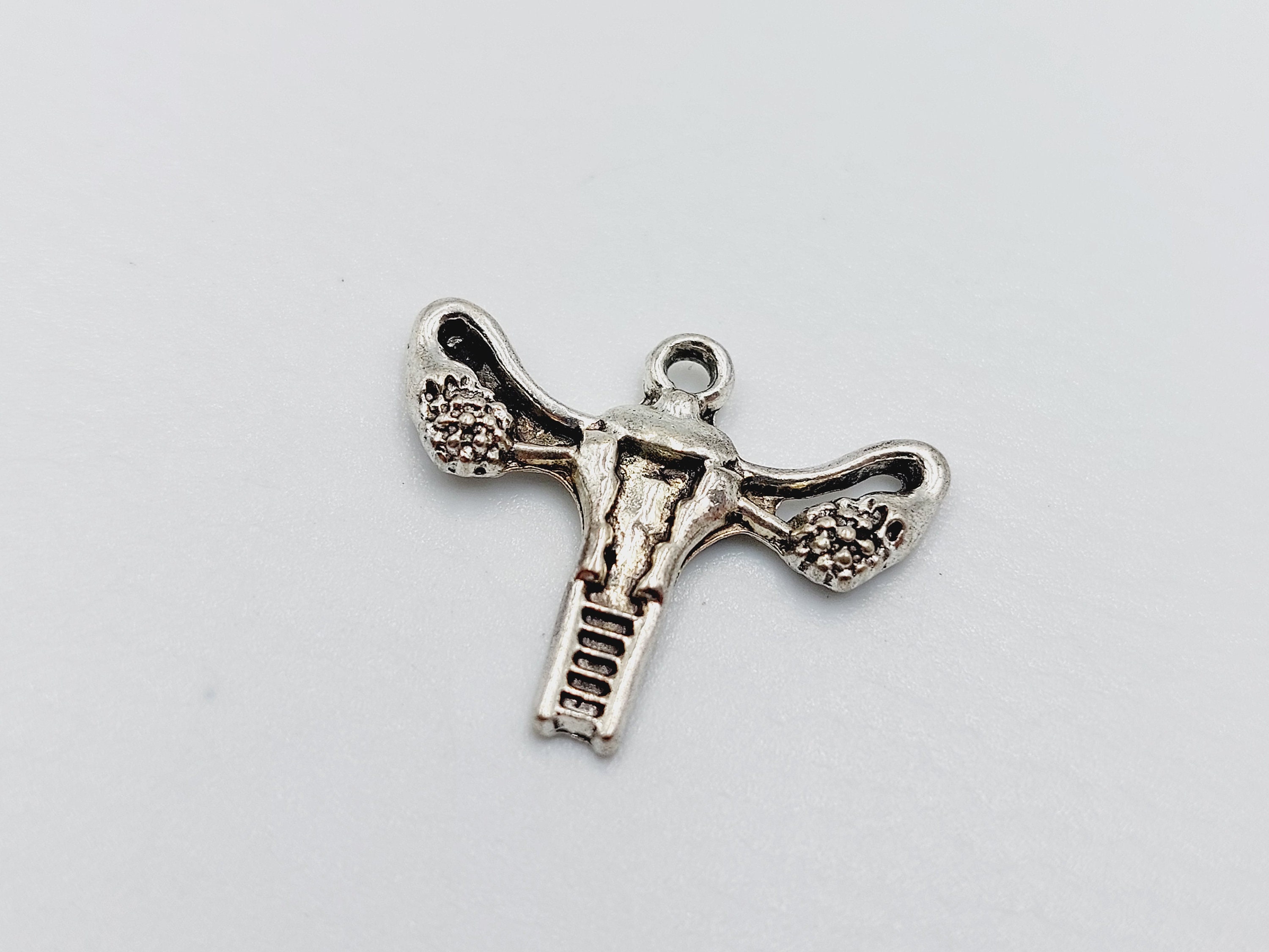 10 Anatomical Female Reproductive System Charms in Silver Tone uterus ...