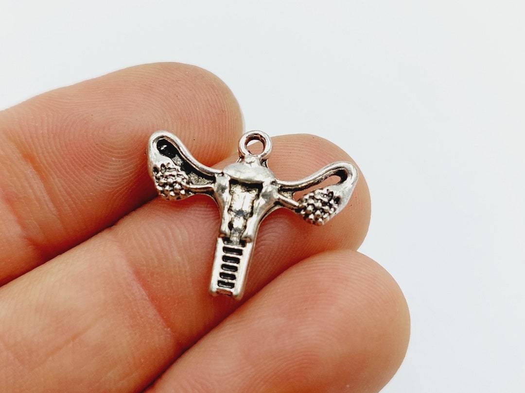 10 Anatomical Female Reproductive System Charms in Silver Tone uterus ...