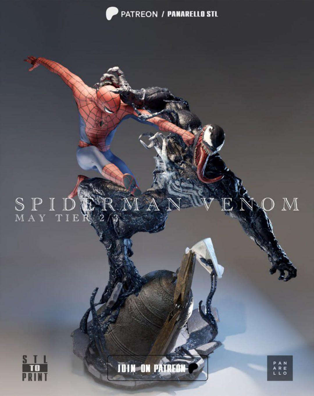 Panarello Venom Vs Spiderman Diorama Marvel Stl File, Captain Marvel ...
