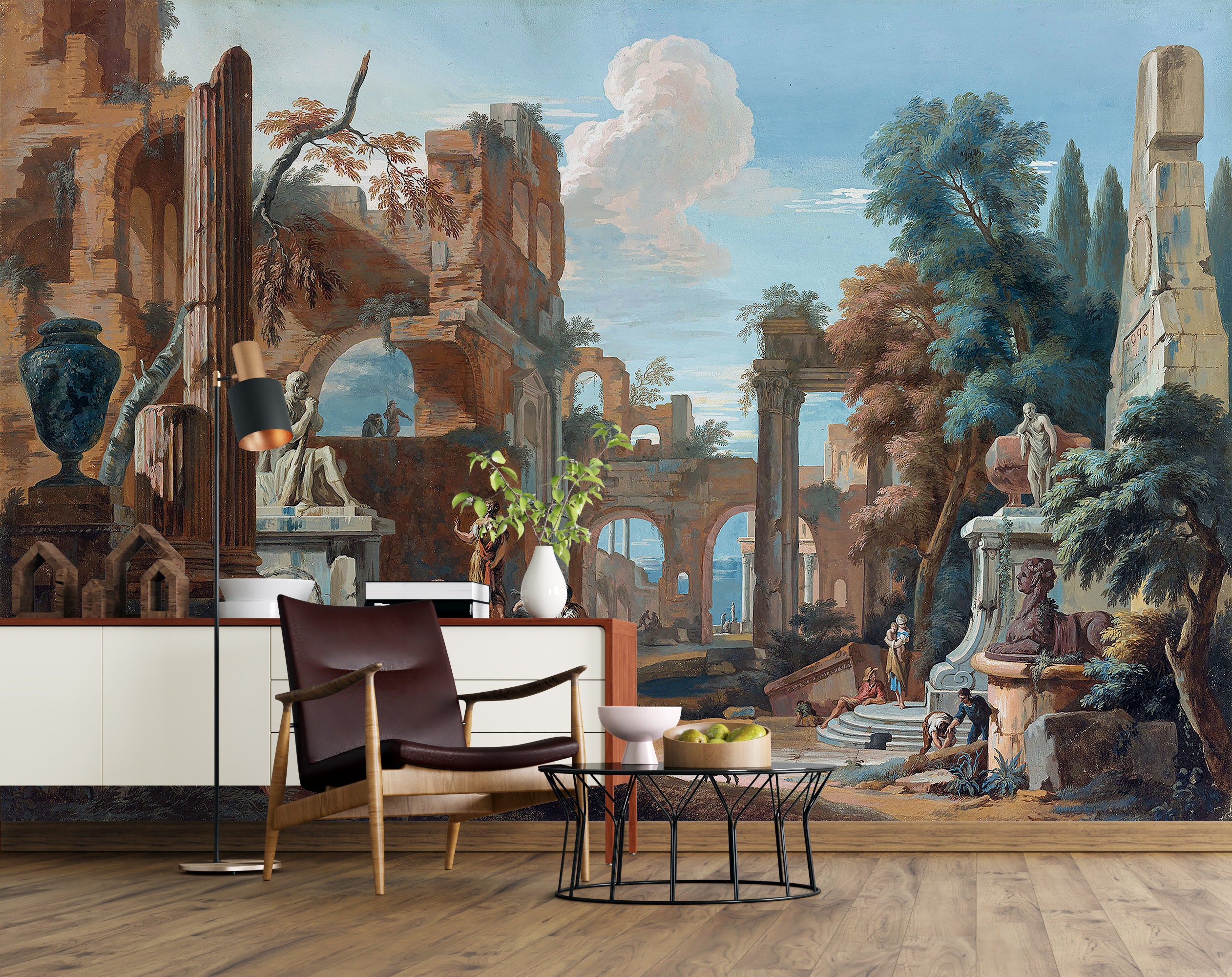 Ancient Roman City Landscape Wallpaper, Watercolor Painting Roman ...