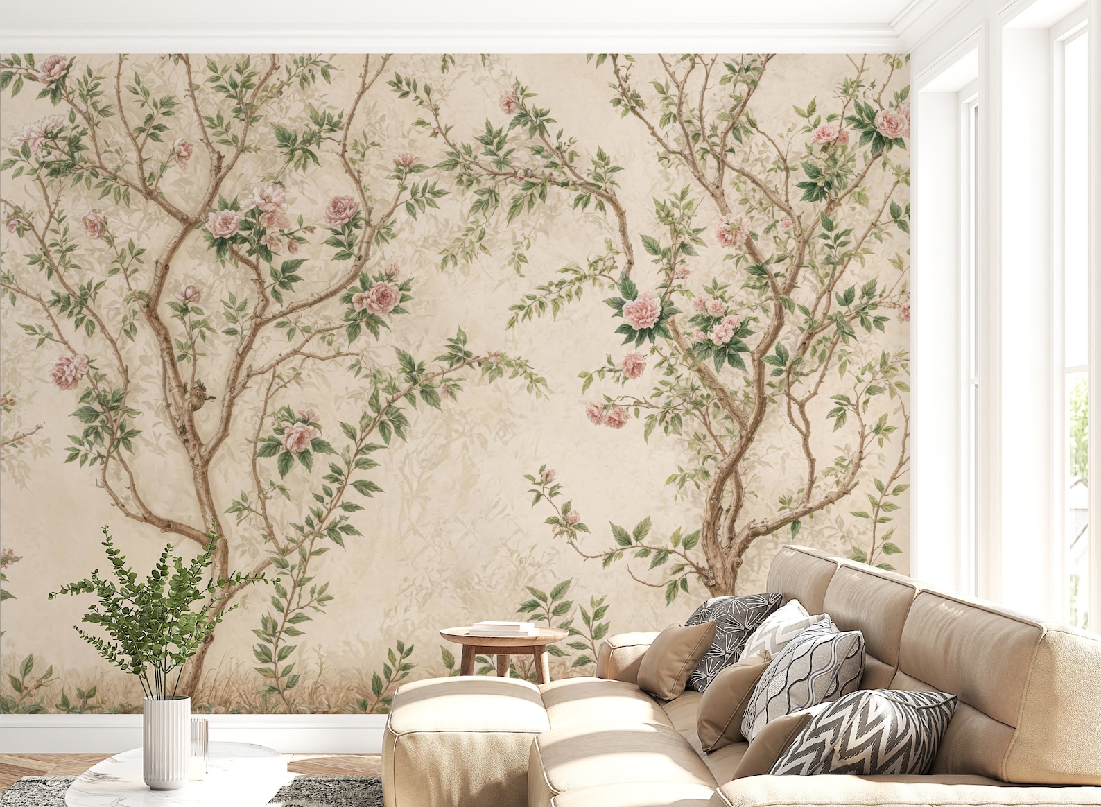 Chinoiserie Wallpaper Mural, Chinoiserie Wall Decal, Peel and Stick ...