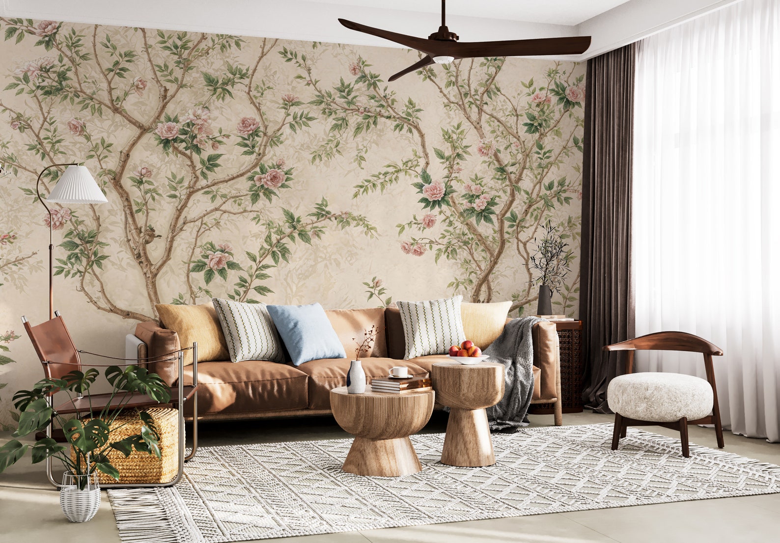 Chinoiserie Wallpaper Mural, Chinoiserie Wall Decal, Peel and Stick ...