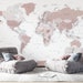 Beige World Map Wallpaper, Home Wall Decor Wallpaper, Customizable ...