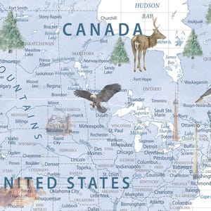 Educational Word Map Wallpaper Mural, Colorful World Map for Kids, USA ...