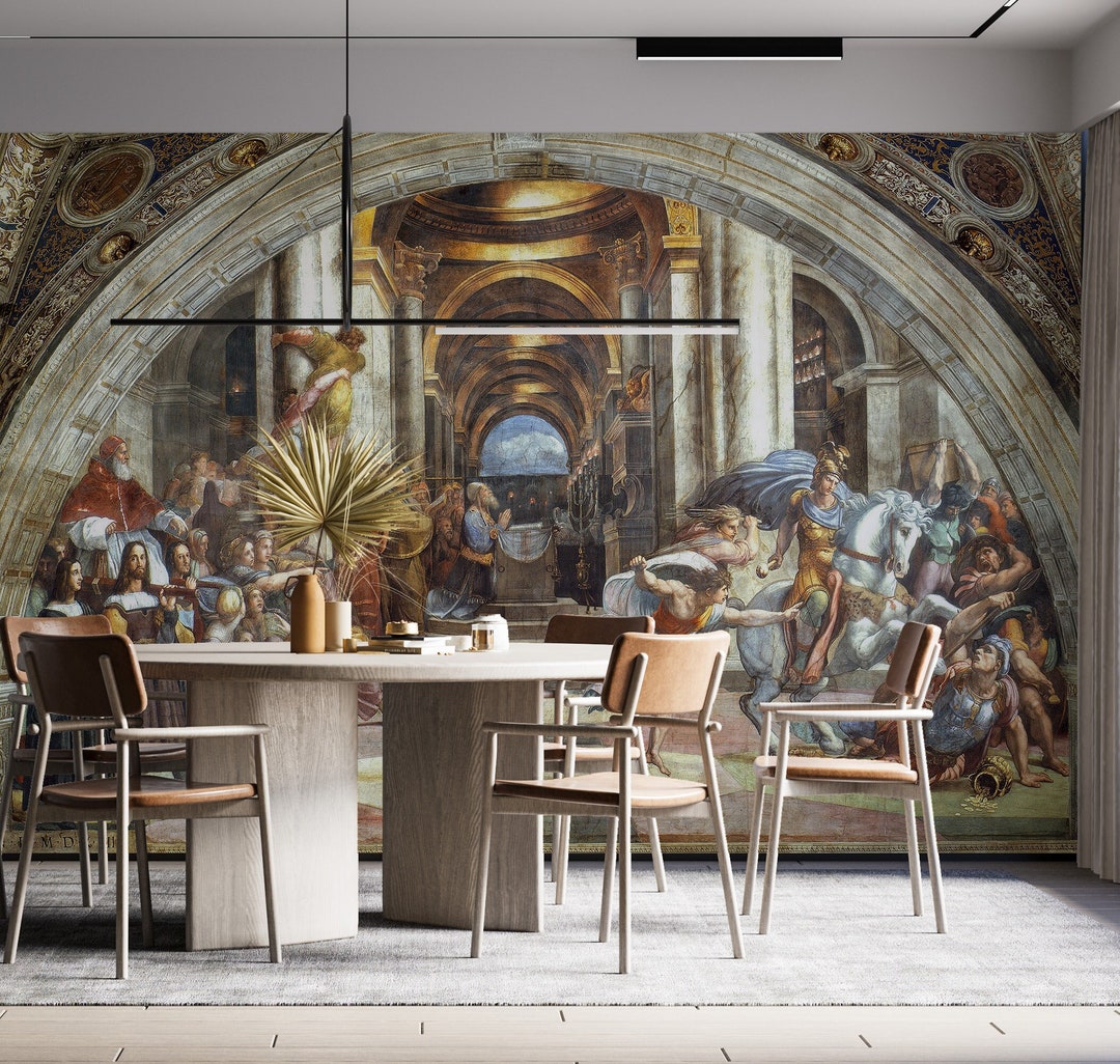 The Expulsion From Temple Painting Wallpaper, Renassaince Fresco Wall ...