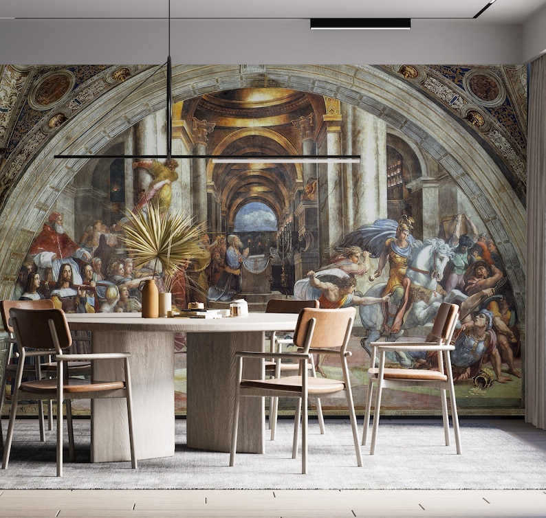 The Expulsion From Temple Painting Wallpaper, Renassaince Fresco Wall ...