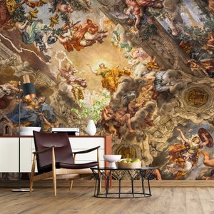 Baroque Ceiling Painting Wallpaper, Holy Art Mural, Peel and Stick - Etsy
