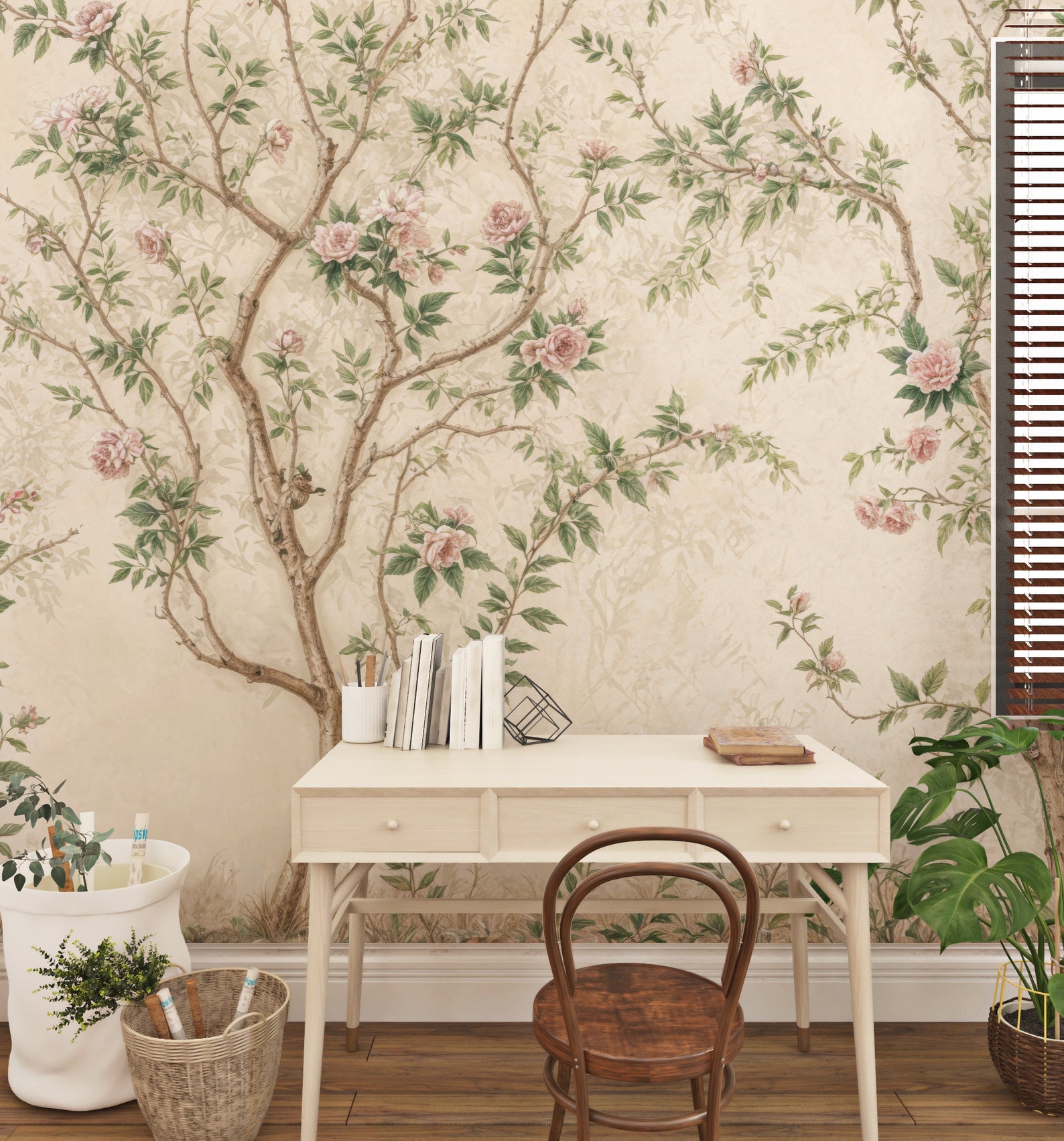 Chinoiserie Wallpaper Mural, Chinoiserie Wall Decal, Peel and Stick ...