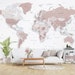 Beige World Map Wallpaper, Home Wall Decor Wallpaper, Customizable ...