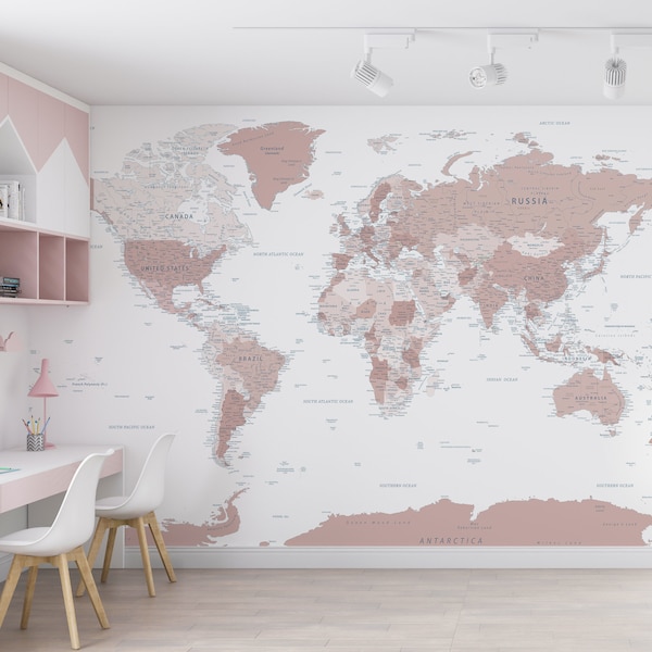 Customizable World Map Wallpaper - Etsy