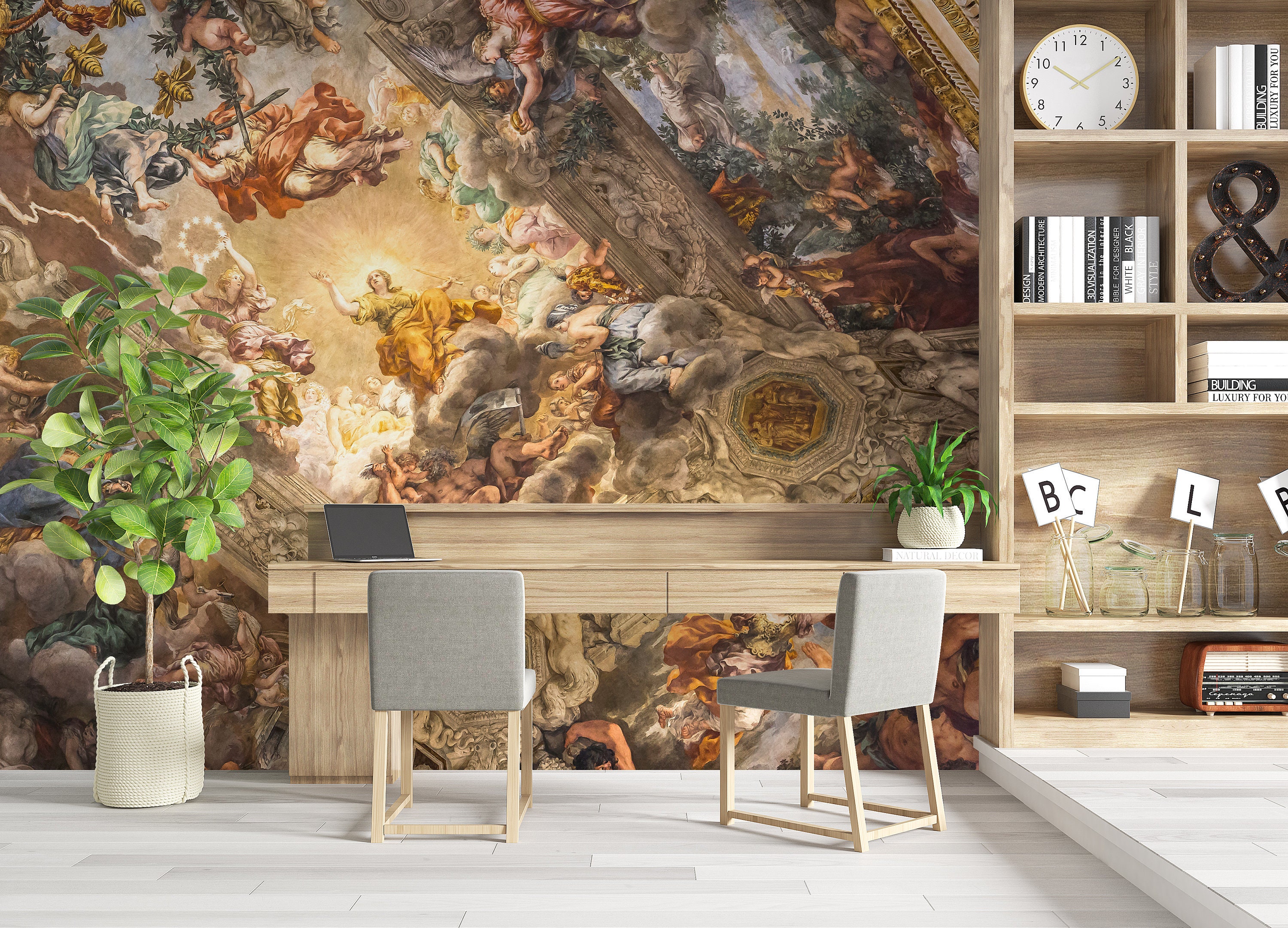 Baroque Ceiling Painting Wallpaper, Holy Art Mural, Peel and Stick - Etsy
